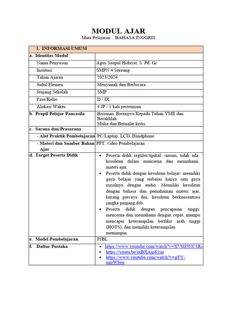 Contoh MODUL TEKS PROCEDURE Berdifrensiasi | PDF