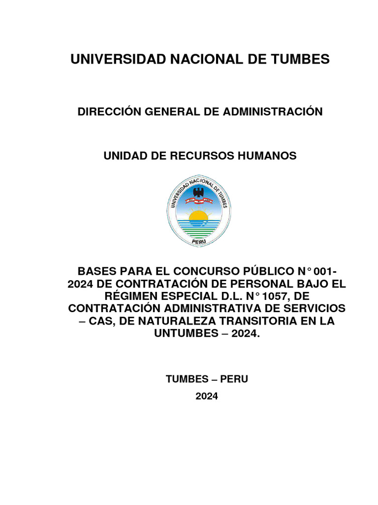 BASES DEL CONCURSO - CAS-2024-I - FINAL (3) - Compressed | PDF | Plan de estudios | Gestión de ...