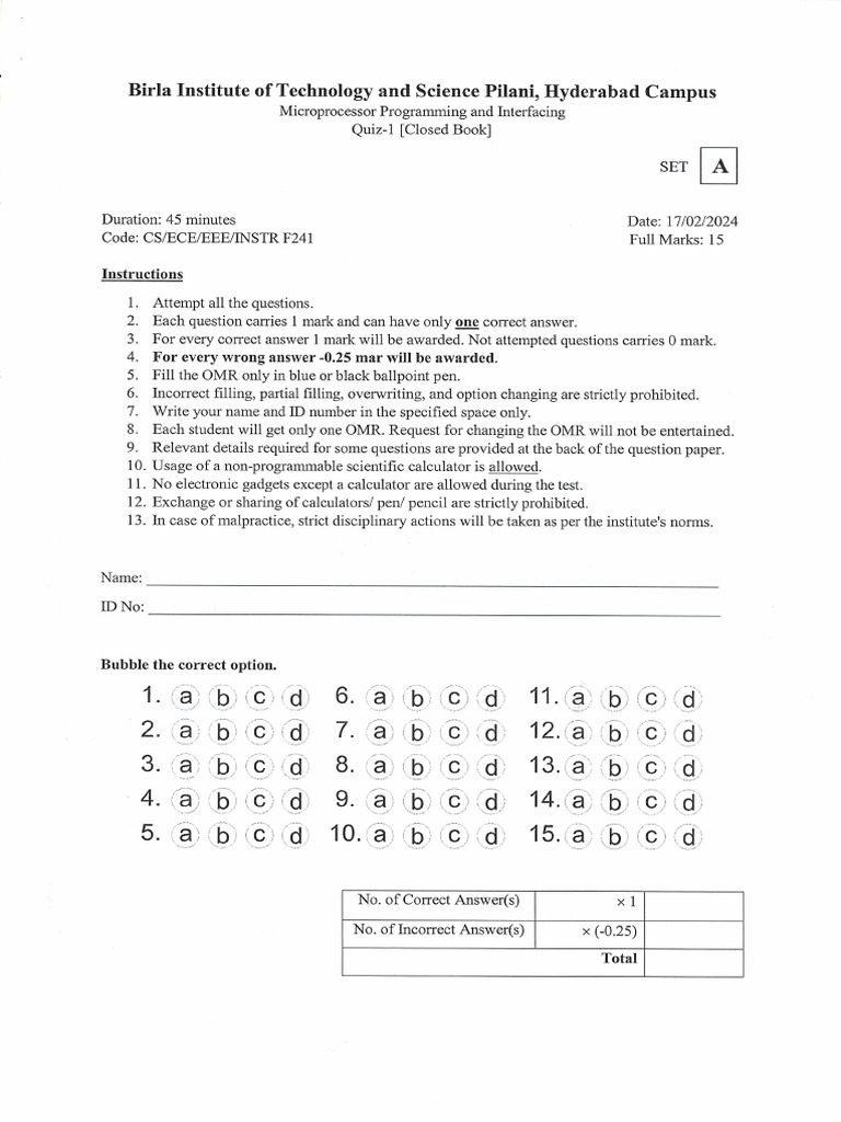 MPI Quiz1 Solutions | PDF