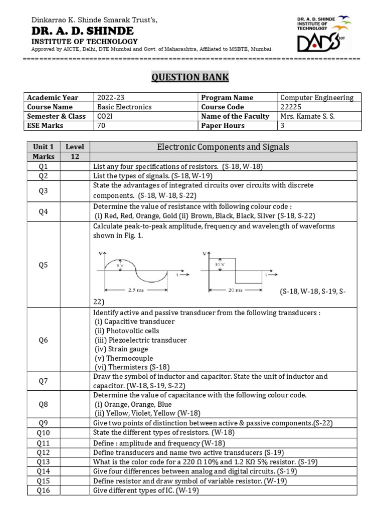 BEC Question Bank | PDF | Rectifier | Bipolar Junction Transistor BEC Question Bank | PDF | Rectifier | Bipolar Junction Transistor