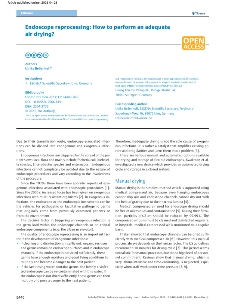 Endoscope Reprocessing - How To Perform An Adequate Air Dry | Download Free PDF | Endoscopy ...