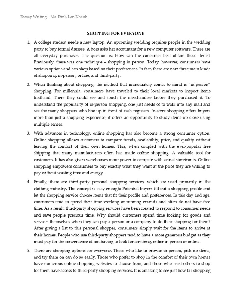 Model Essay - Structure of An Essay | PDF | Online Shopping | Marketing