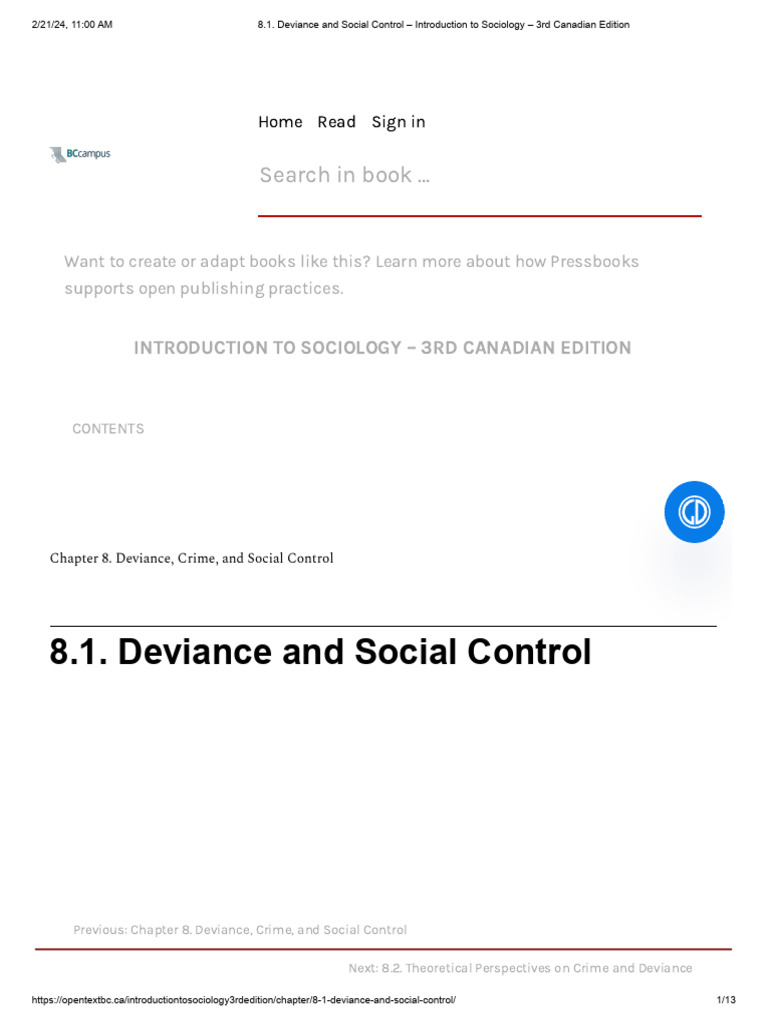 8.1. Deviance and Social Control - Introduction To Sociology - 3rd Canadian Edition | PDF ...
