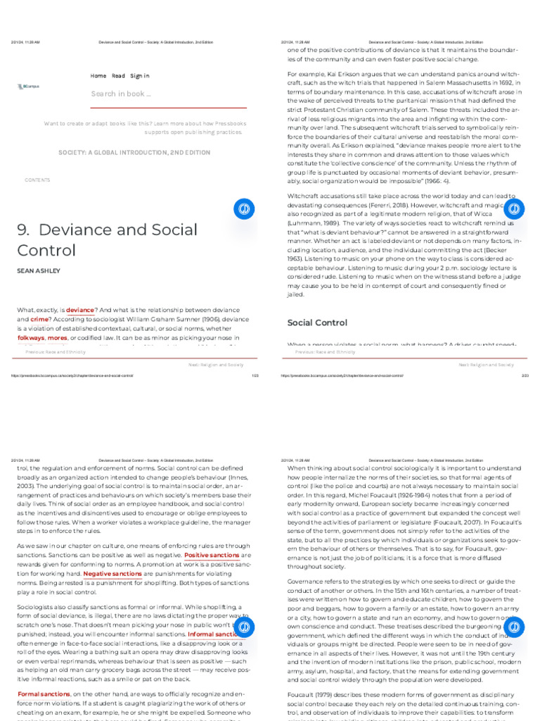 Deviance and Social Control - Society - A Global Introduction, 2nd ...