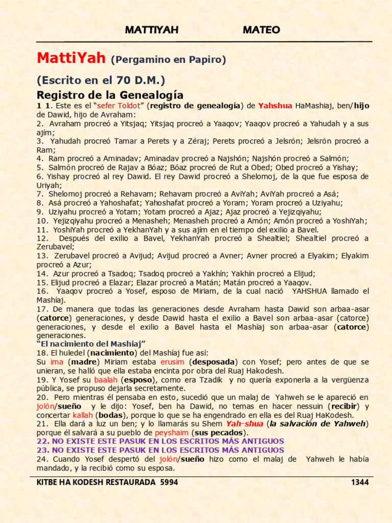 Mattiyah-2 Libro de Mateo | PDF