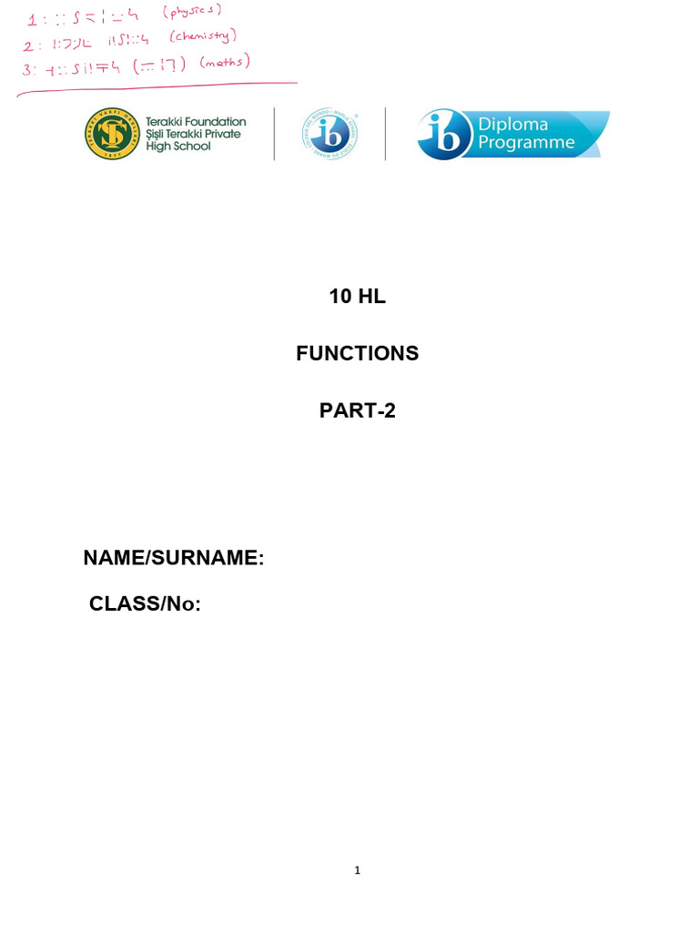 FUNCTIONS-2-Quadratic-Transformation-Absolute-HL-2022 2 Sıkıştırılmış 2 | PDF | Function ...