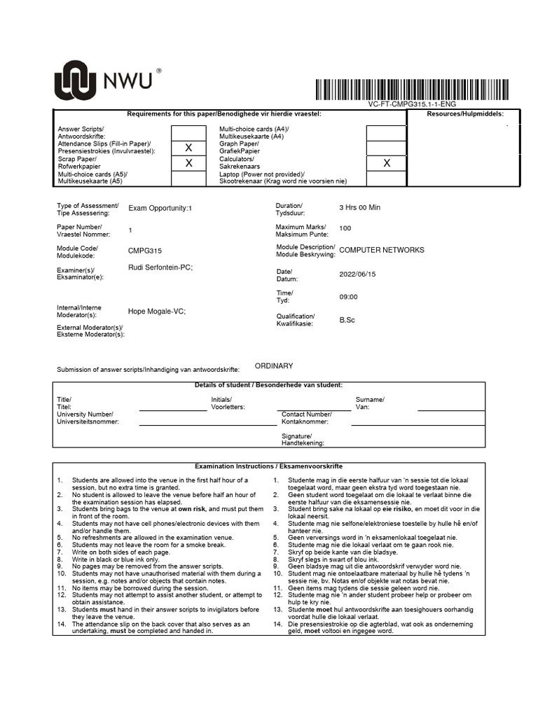 CMPG315 Vc-Jun2022 | Download Free PDF | Transmission Medium | Ip Address