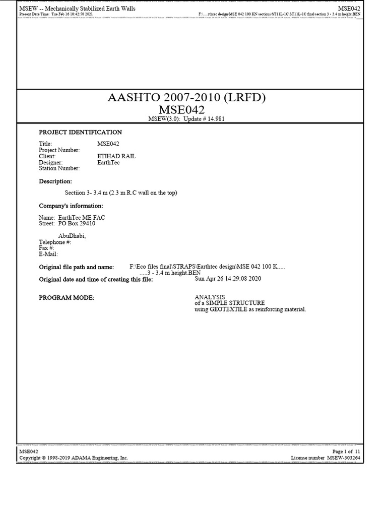 MSE Design Report | PDF | Mechanics | Civil Engineering