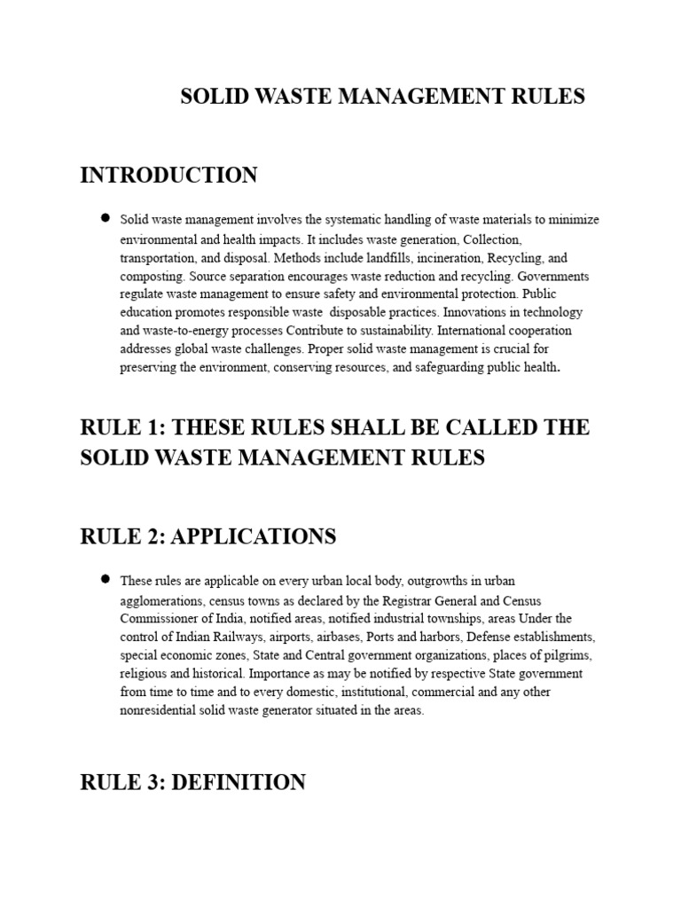 Solid Waste Management Rules | Download Free PDF | Waste Management | Waste