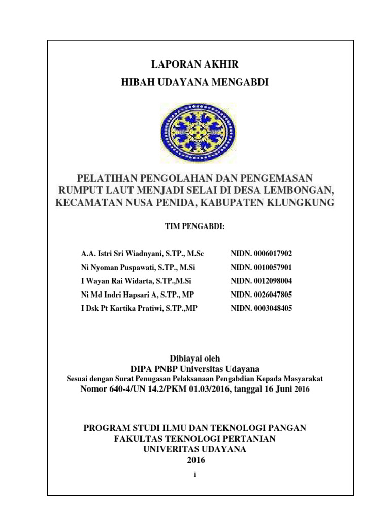 Contoh Pelatihan Rumput Laut | PDF