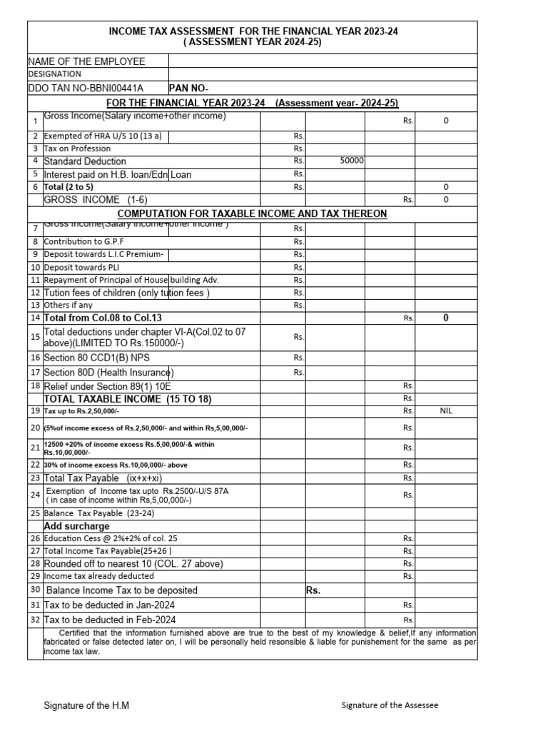 Income Tax Assessment FY 2023-24 | PDF
