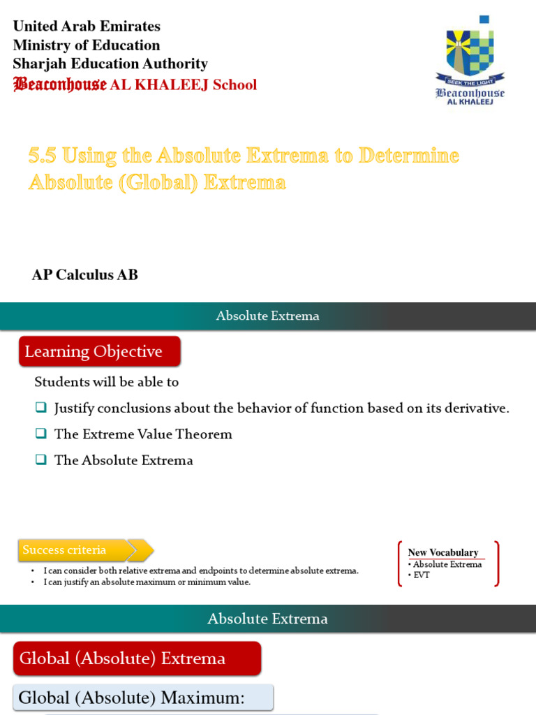 5.5 Using The Candidates Test To Determine Absolute (Global) Extrema ...