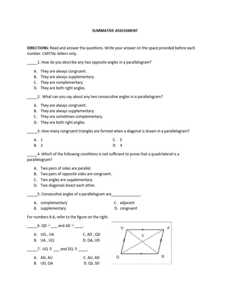 Summative Assessment | PDF | Rectangle | Euclid