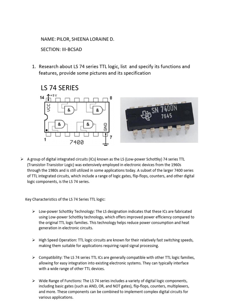 LS 74 Series TTL Logic Overview | PDF