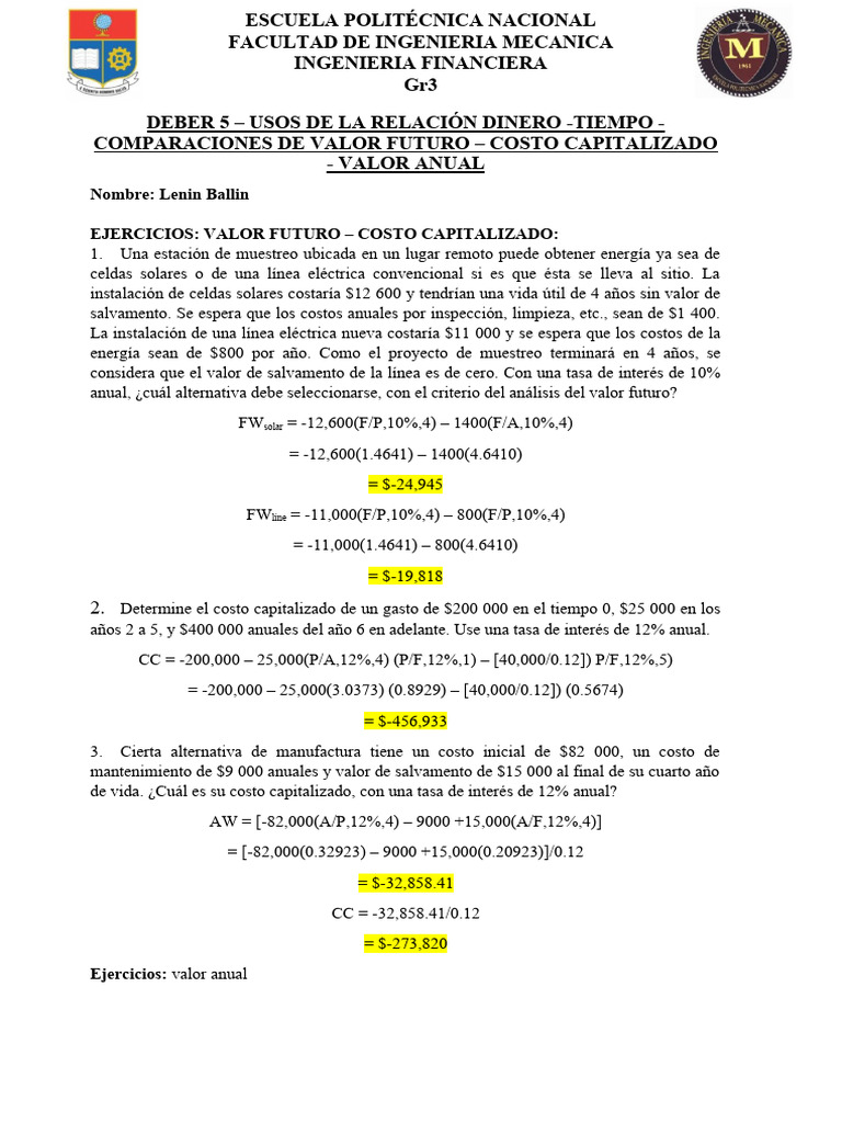 Deber 5 | PDF | Ingeniería | Ciencias fisicas
