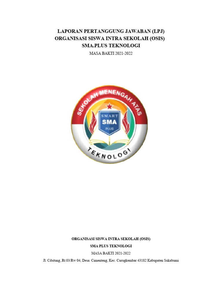 LPJ Osis Sma Plus Teknologi 2021-2022 | PDF