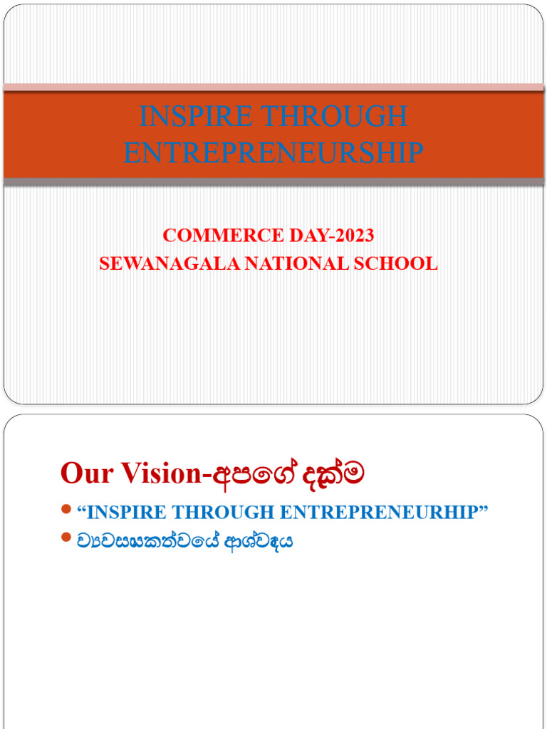 Inspire Through Entrepreneurship: Commerce Day-2023 Sewanagala National ...