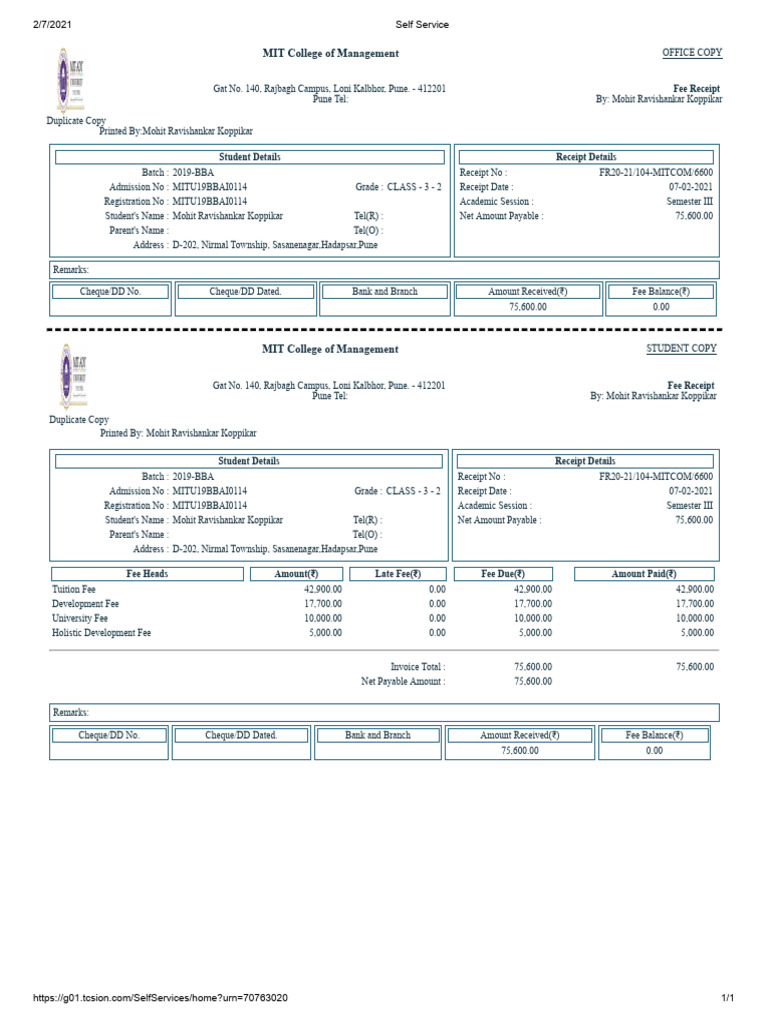 Fee Receipt | Download Free PDF | Receipt | Business Documents