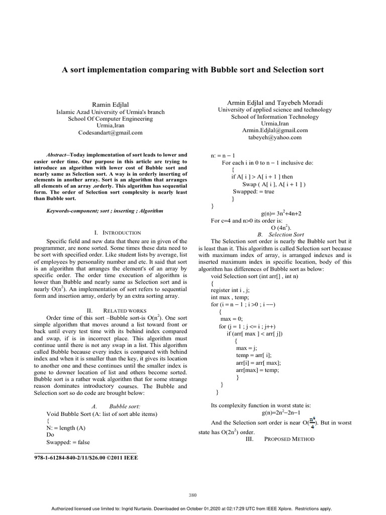 Improved Sorting Algorithm Analysis | PDF | Teaching Methods & Materials