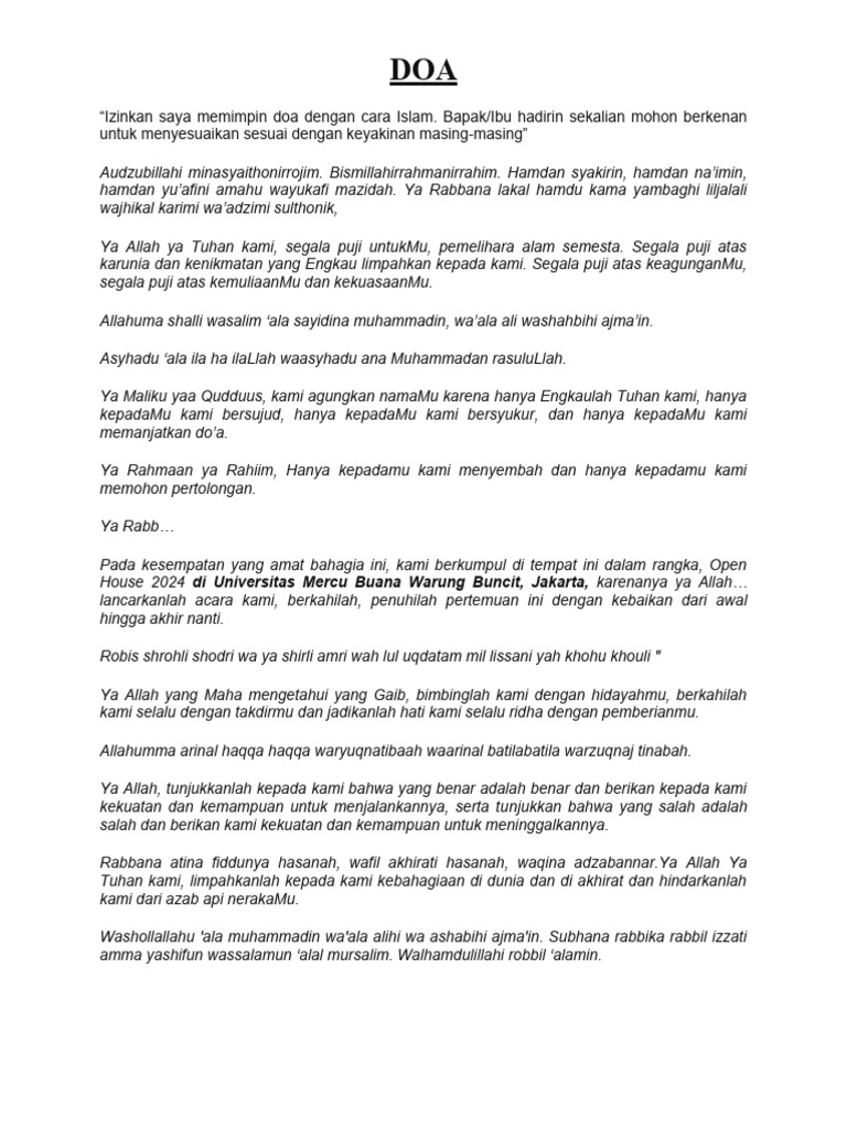 Doa Acara Formal | PDF