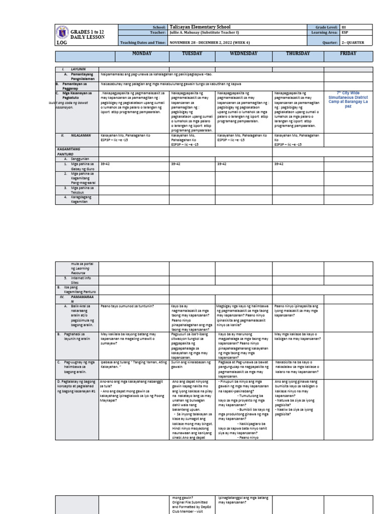 Esp3-Dll-Week 4 | PDF