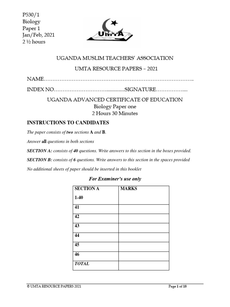 Bio 1 Uace Paper | PDF Bio 1 Uace Paper | PDF