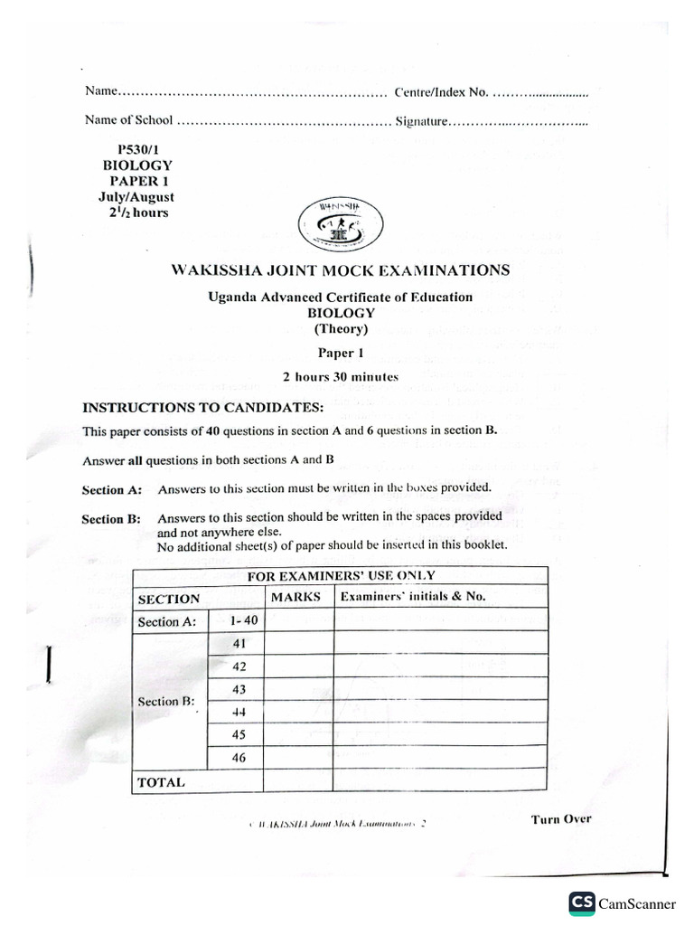 Biology p1 A Level Wakisha | PDF