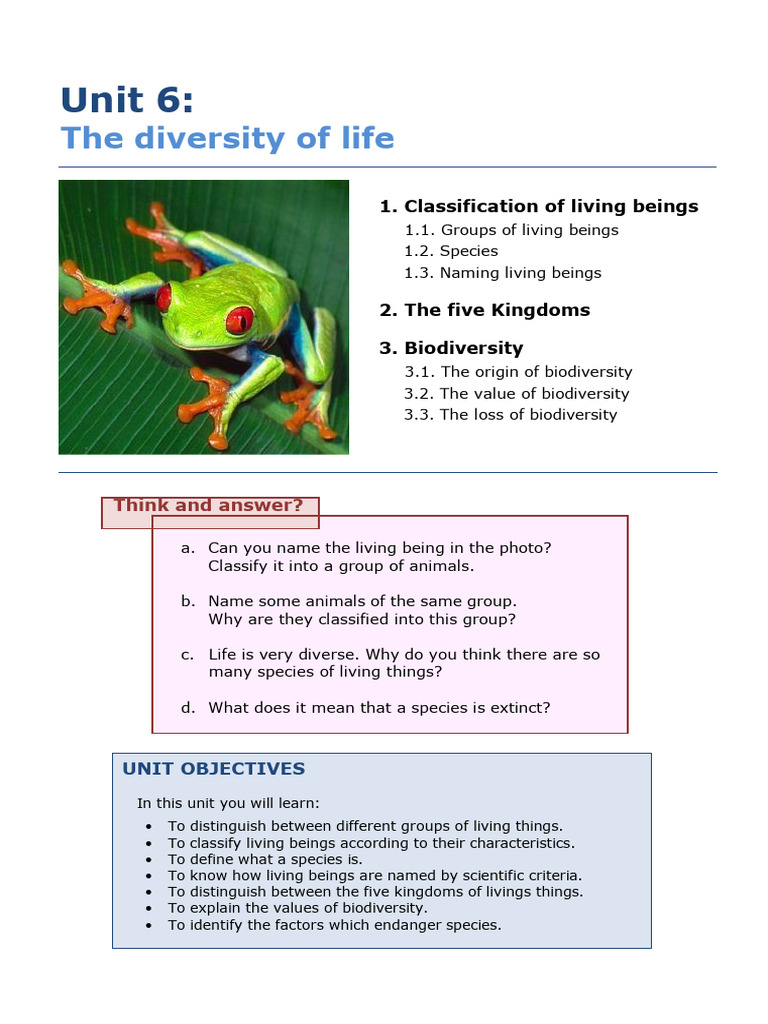 UNIT 6 The Diversity of Life-1 | PDF | Biodiversity | Taxonomy (Biology)