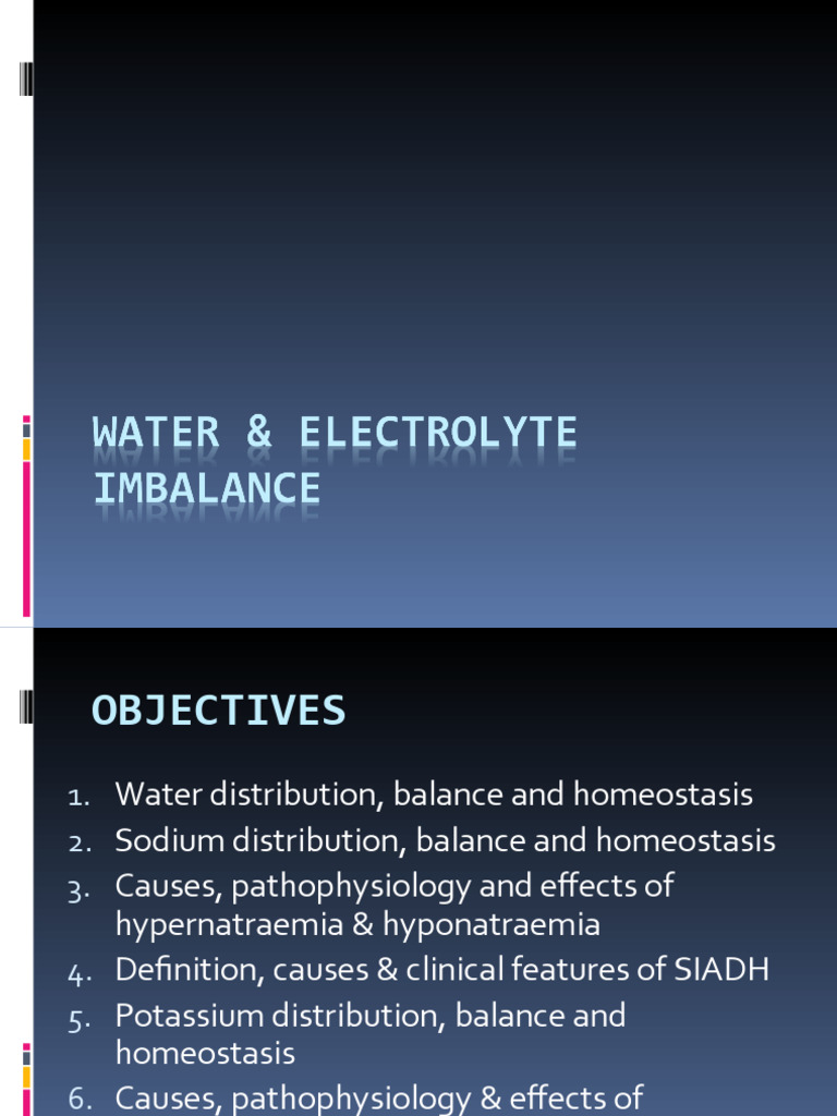 Water and Electrolyte Imbalance | PDF | Endocrine System | Physiology