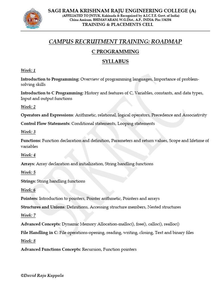 CRT C Programming Syllabus, Road Map & Resource Links | PDF | Art