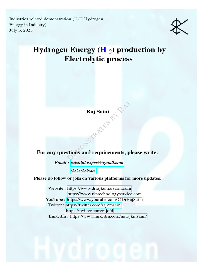 H2 Production by Electrolytic Process | PDF | Hydrogen | Ion