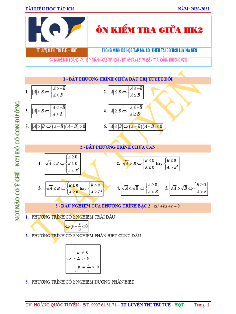 Hk2-k10-10 Ôn Kiểm Tra Giữa Kỳ 2 | PDF