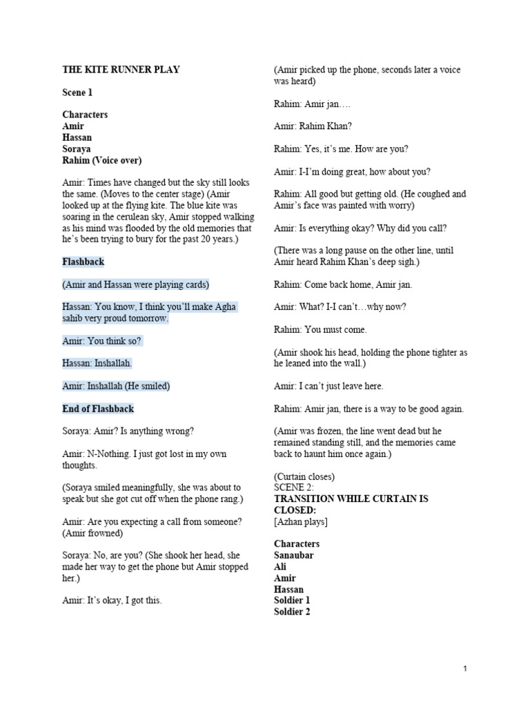 THE KITE RUNNER Script | PDF