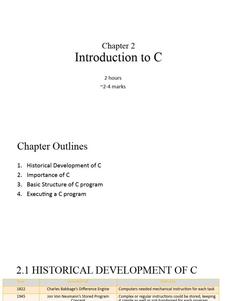 Chapter 2: Introduction To C | PDF Chapter 2: Introduction To C | PDF