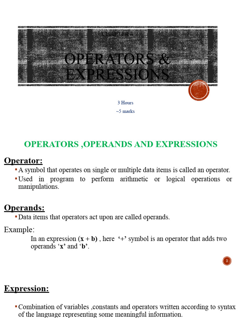 Chapter 4: Operators and Expressions | Download Free PDF | Integer (Computer Science ...