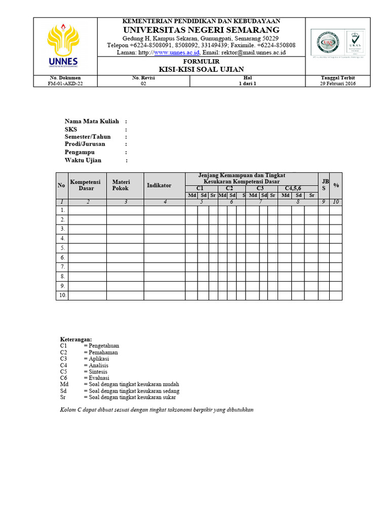 Kisi Kisi Penyusunan - Soal Ujian | PDF