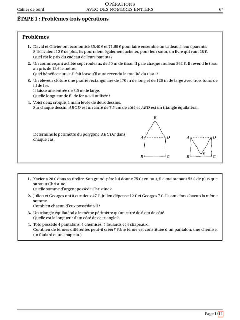 Problèmes de mathématiques 6e | PDF | Géométrie euclidienne | Géométrie ...