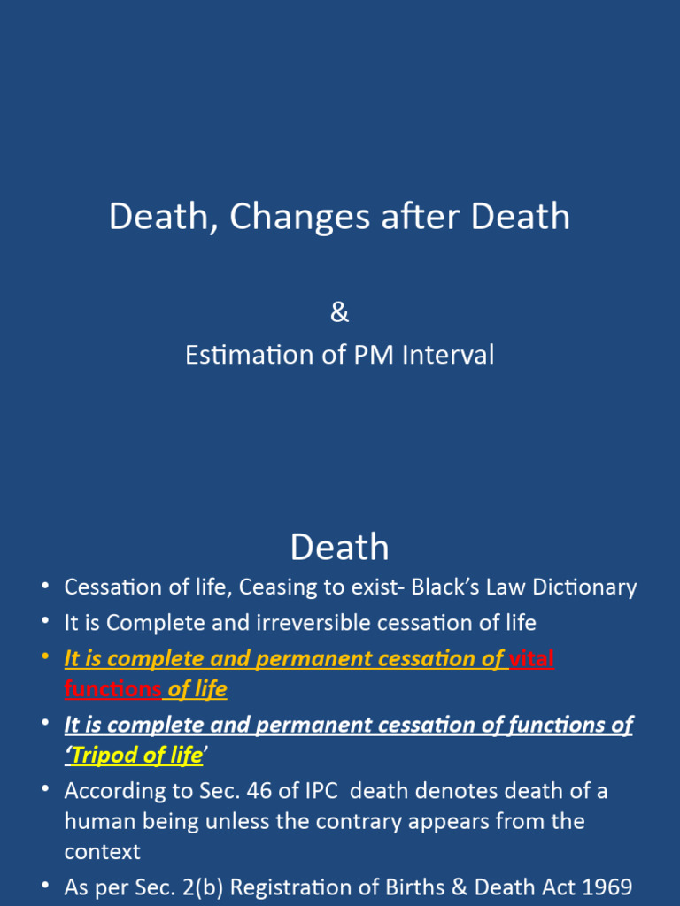 2.death & Changes After Death, Post-Mortem Interval | PDF ...