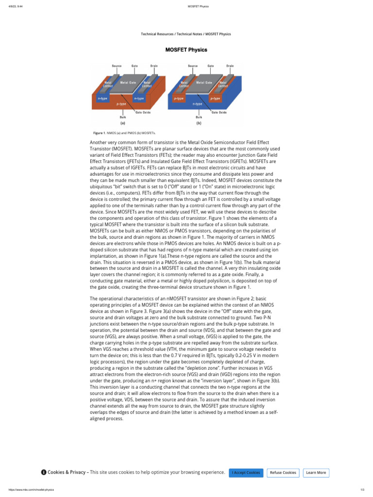 MOSFET Physics | PDF