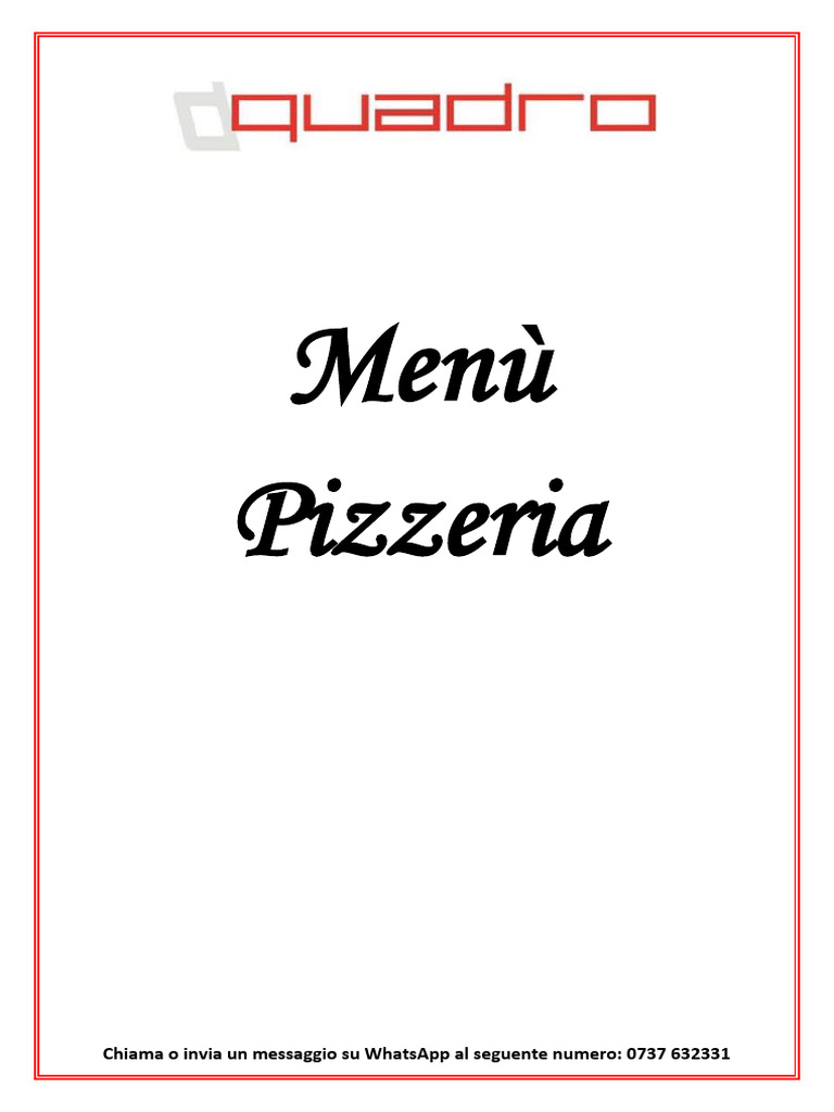 Menù Asporto - Pizzeria | PDF