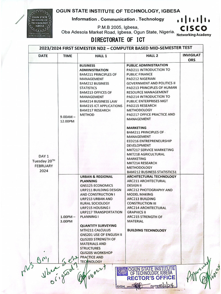 Time Table ND2 | PDF