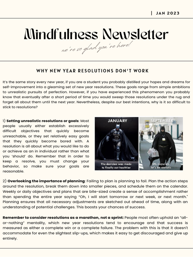 Mindfulness Newsletter - January 2023 | PDF | Goal | Dopamine