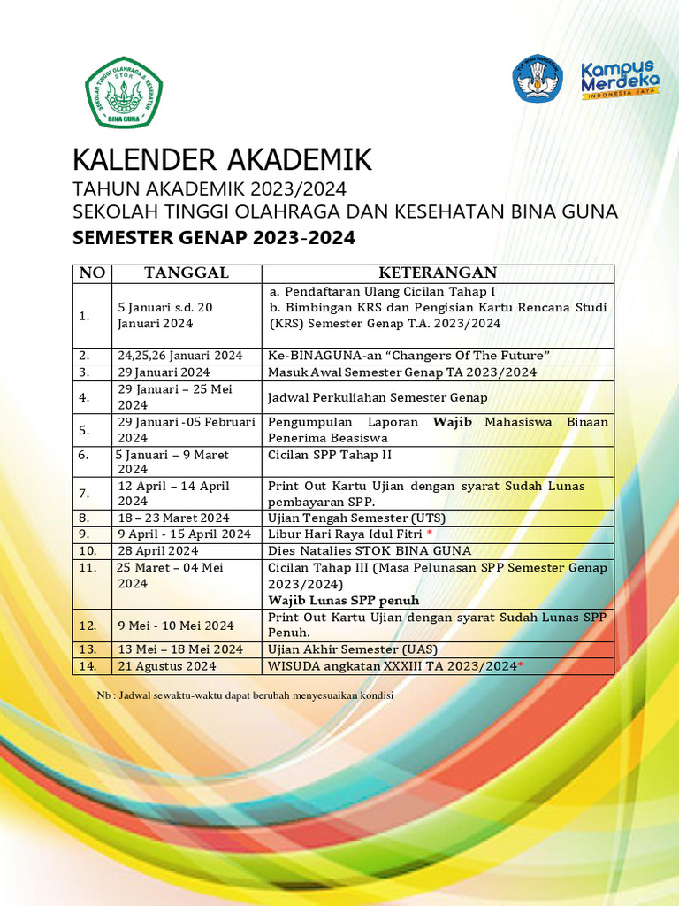 Kalender Akademik Genap 2023-2024 | PDF