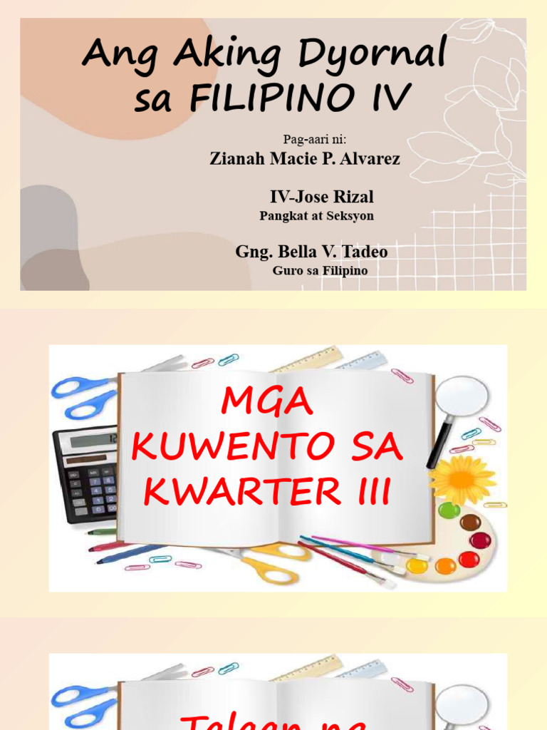 Filipino 4 PPT q3 Mga Kuwento Sa Yunit III | PDF