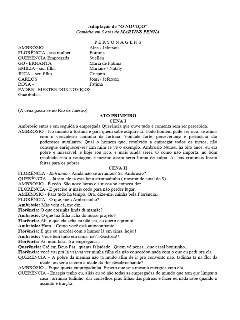 Adaptação de "O Noviço": Comédia em Ato | PDF