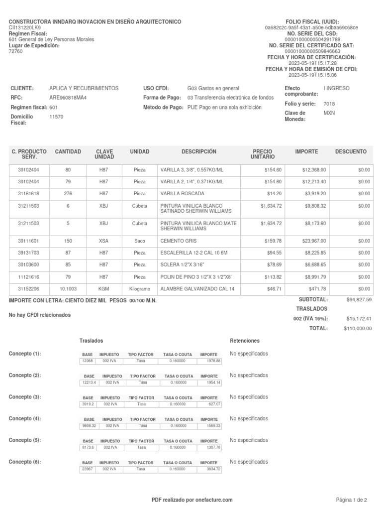 002 IVA Tasa 0.160000 1978.88 | PDF | Materiales