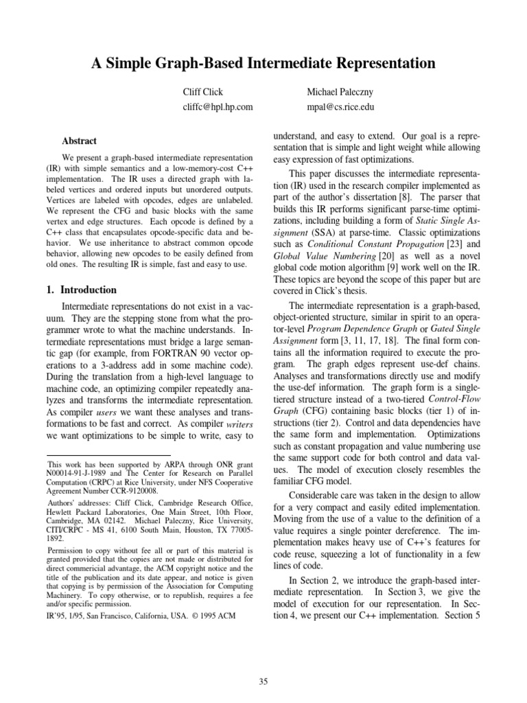 A Simple Graph-Based Intermediate Representation | PDF | Class ...