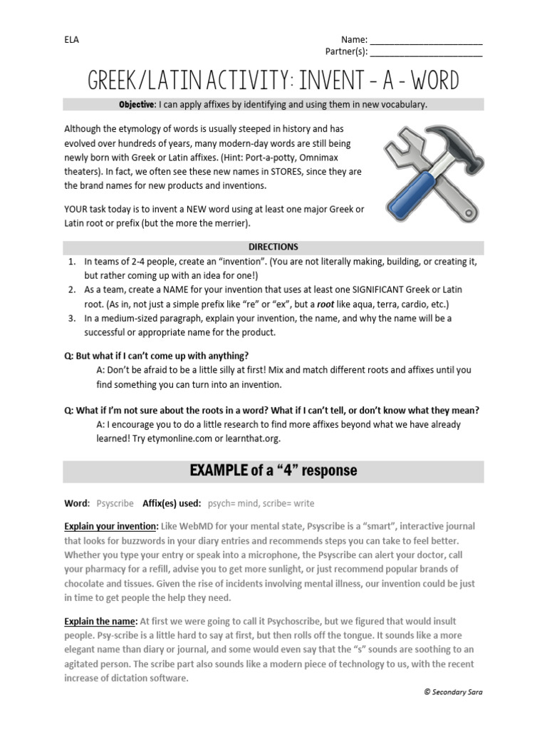 Activity - Invent A Word | PDF | Latin | Human Communication