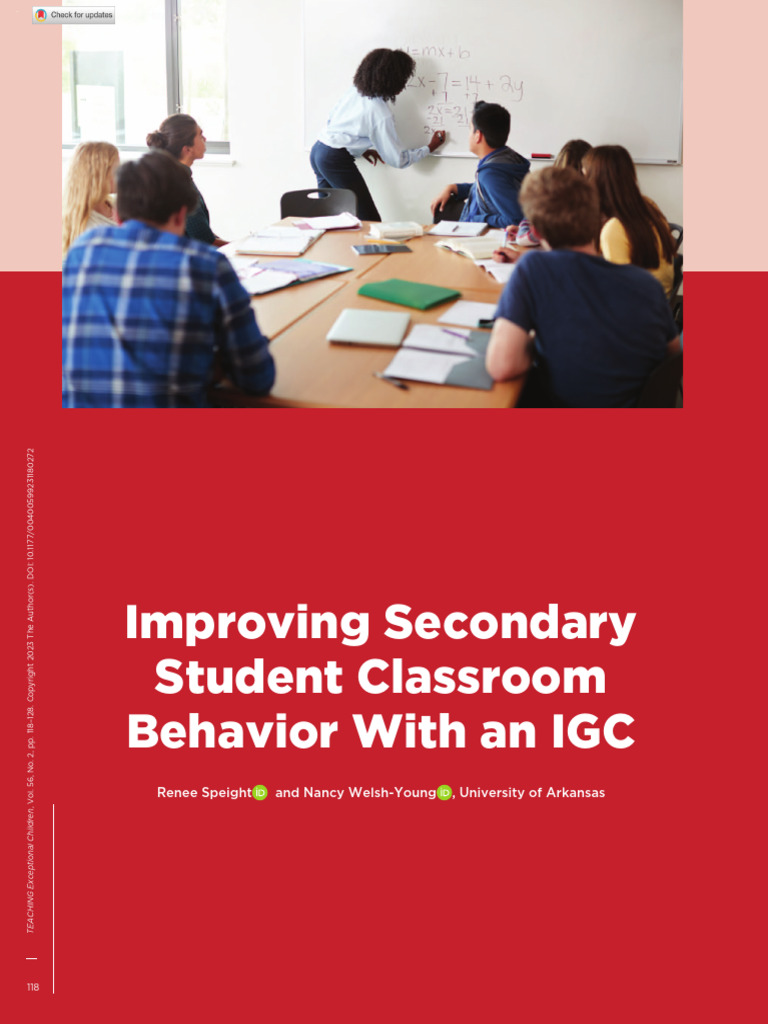 Improving Secondary Student Classroom Behavior With An Igc | PDF | Wellness