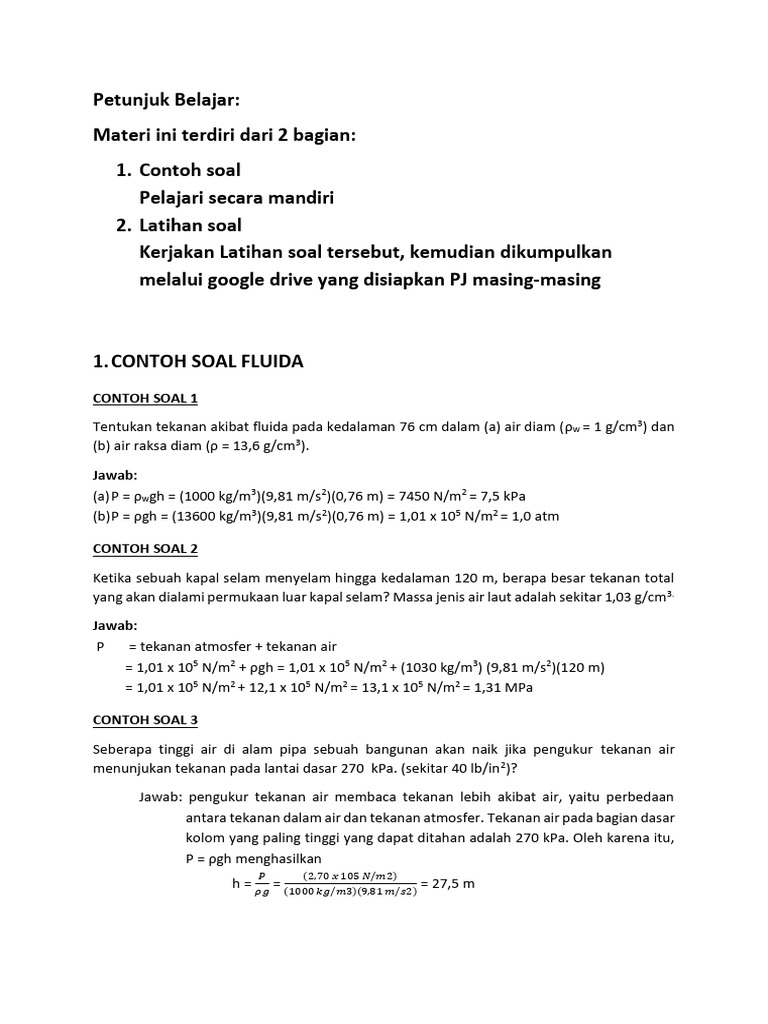 Contoh Soal Fluida-2022 | PDF